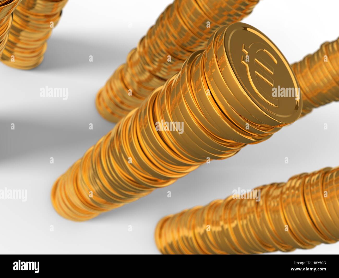 golden euro coins stack. 3d illustration Stock Photo - Alamy