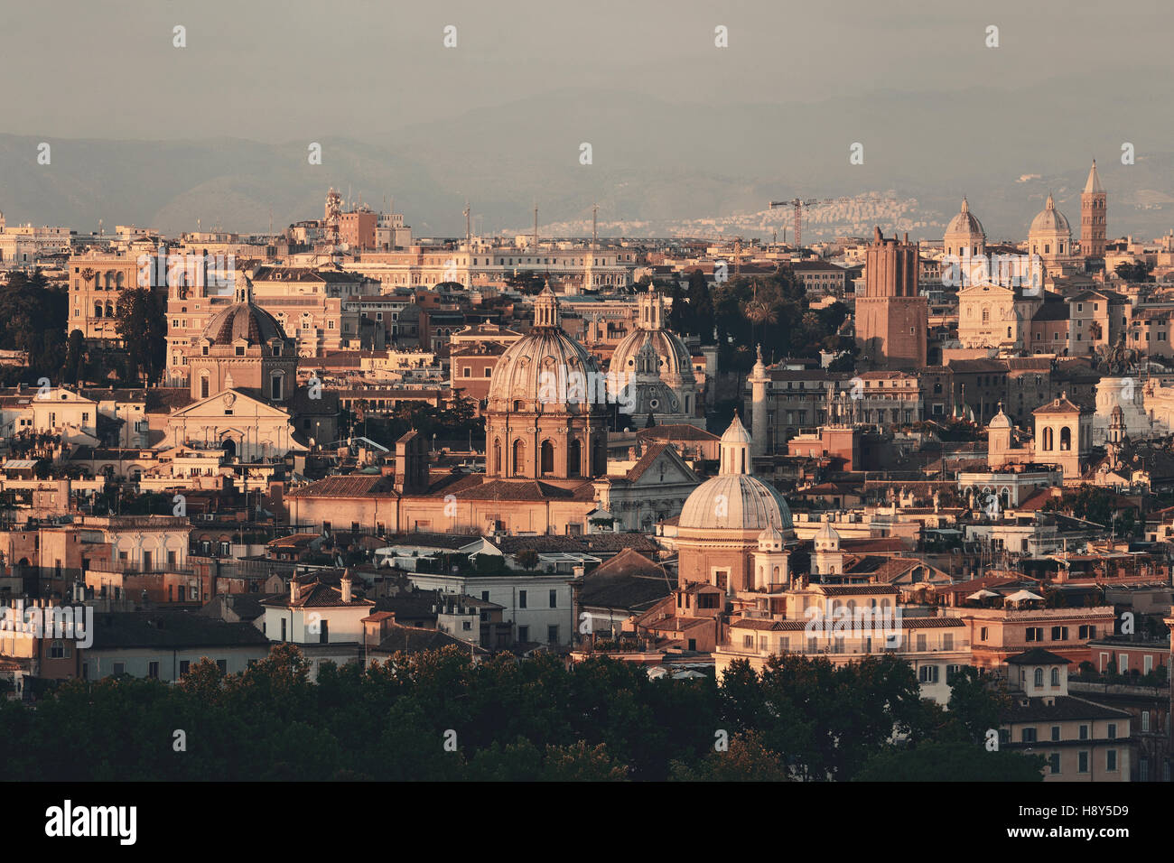 Rome rooftop view with ancient architecture in Italy Stock Photo - Alamy