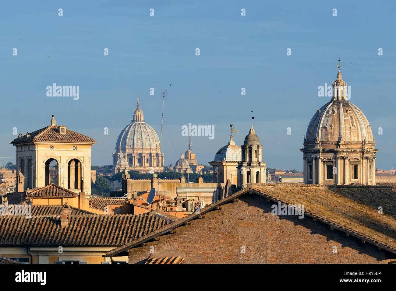 Rooftop view of Rome historical architecture and city skyline. Italy ...