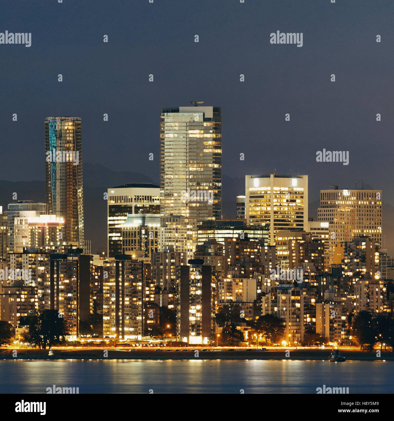 Vancouver city skyline at night Stock Photo - Alamy
