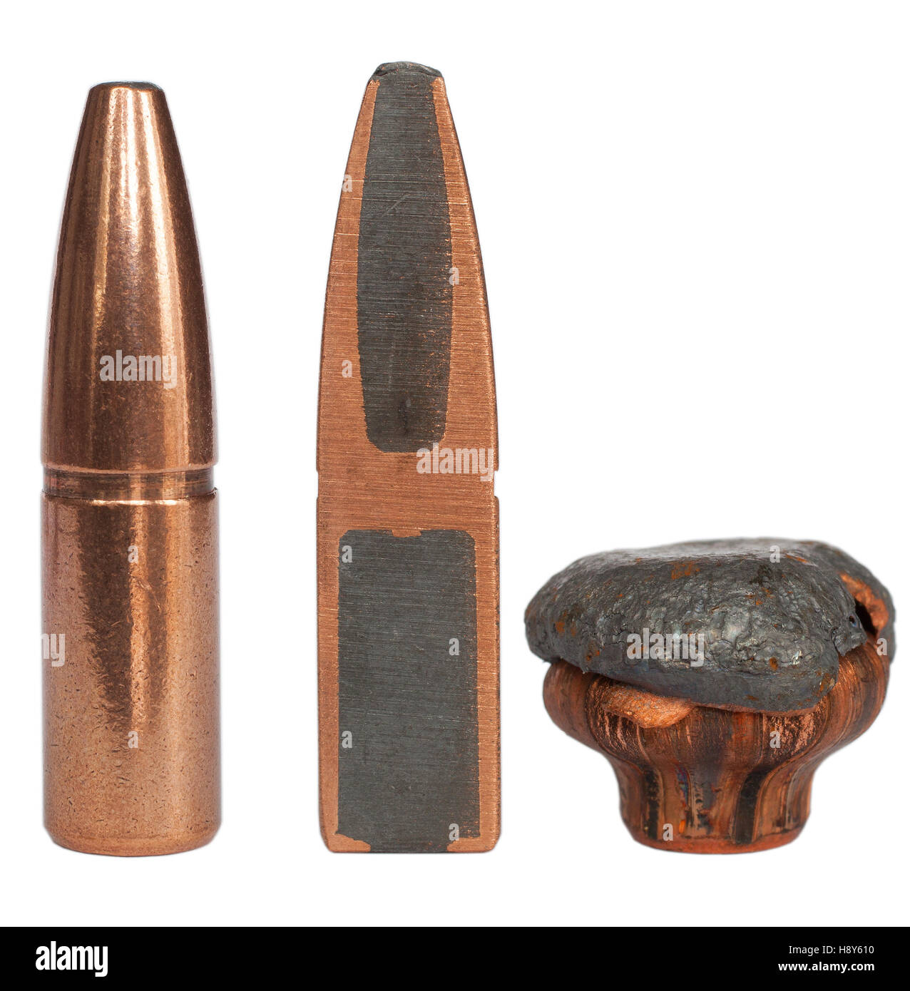 Sliced bullet with full size and mushroom after shooting Stock Photo ...