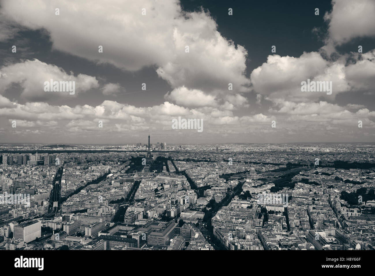 Paris rooftop view panorama with Eiffel Tower and city skyline Stock ...