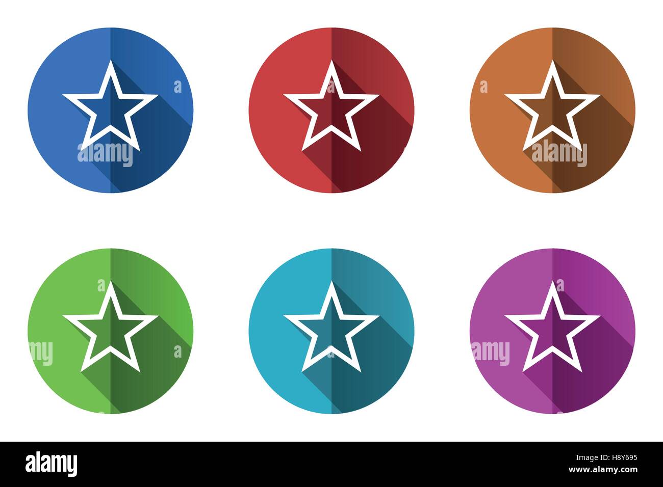 Star vector icons. Flat design round set of web buttons Stock Vector ...