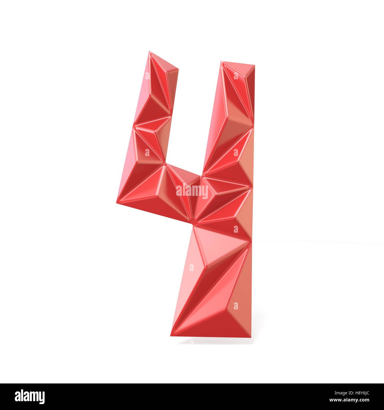 Red modern triangular font digit FOUR 4 3D render illustration isolated ...