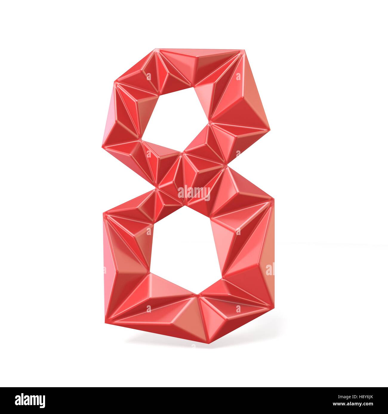 Red modern triangular font digit EIGHT 8 3D render illustration ...