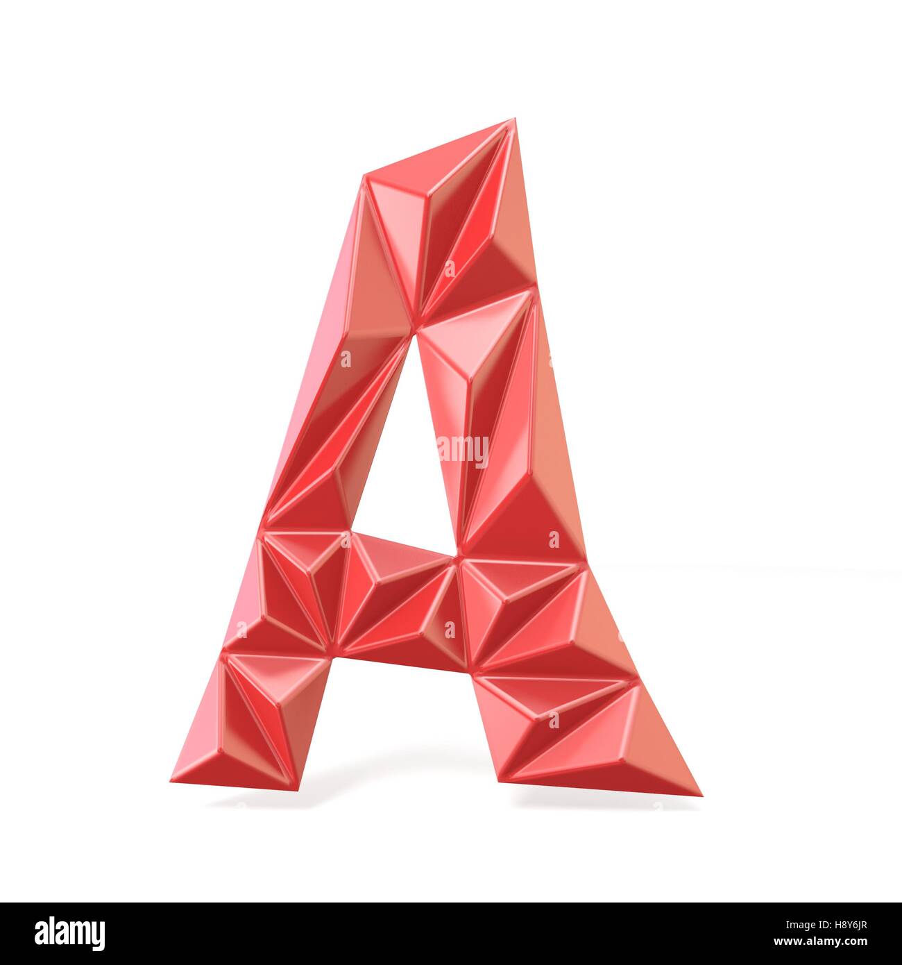 Red modern triangular font letter A. 3D render illustration isolated on ...