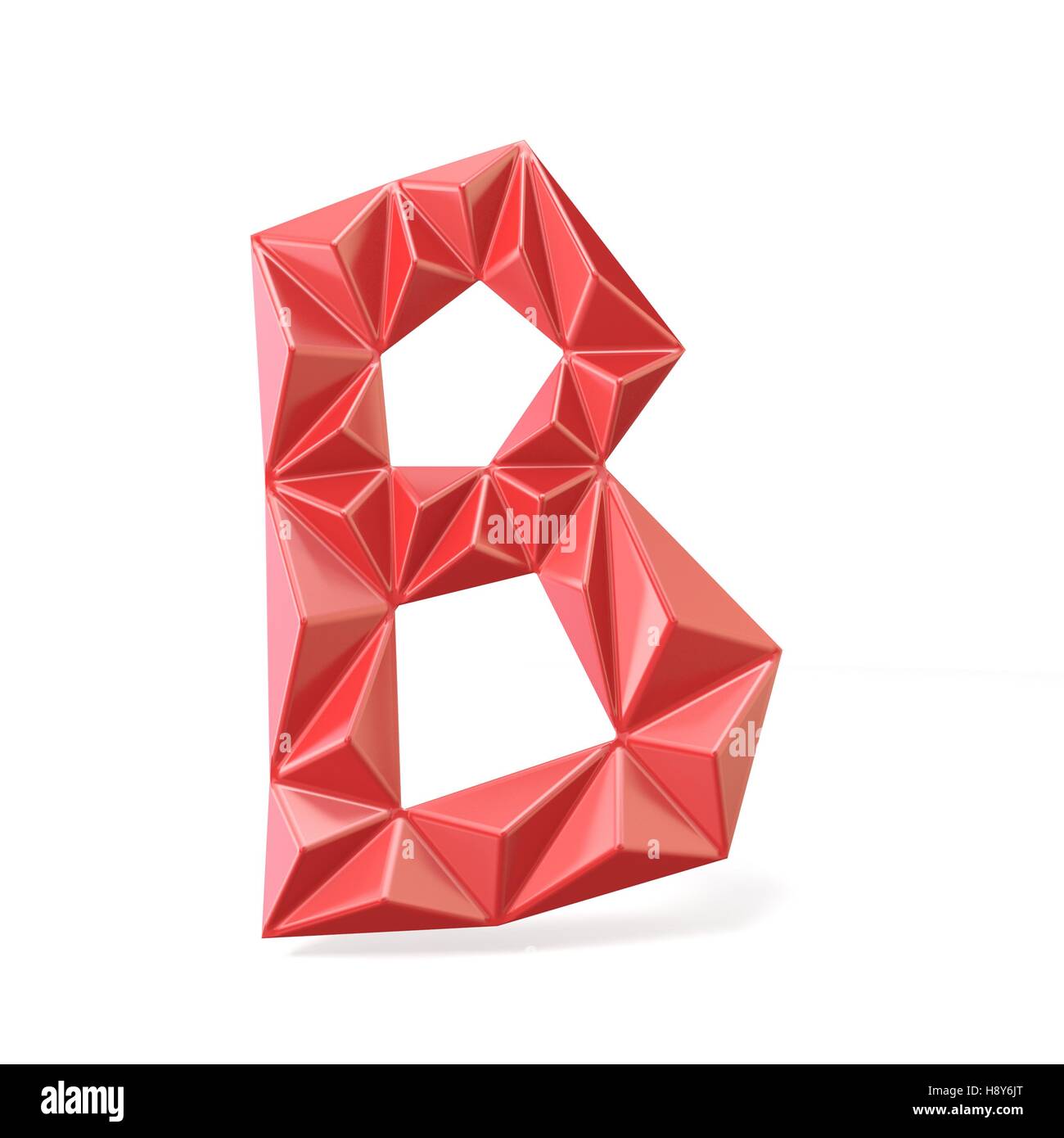 Red modern triangular font letter B 3D render illustration isolated on ...