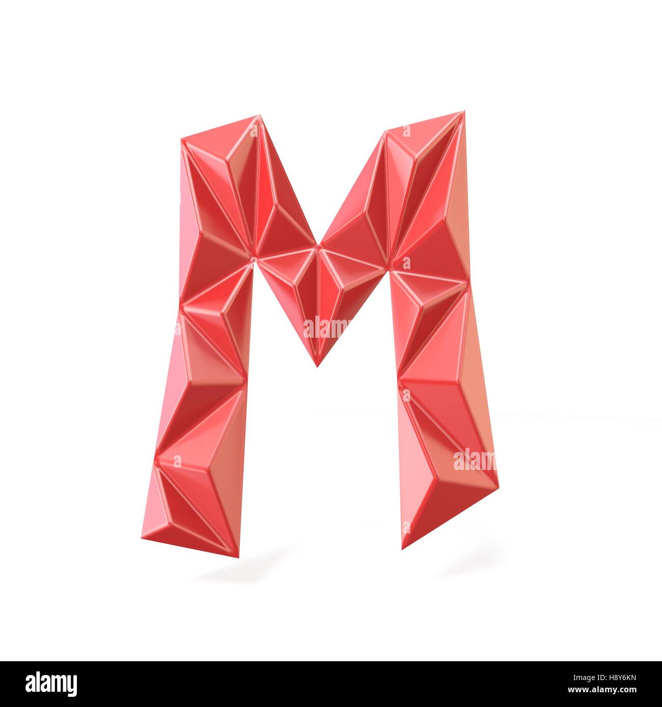 Red modern triangular font letter M. 3D render illustration isolated on ...
