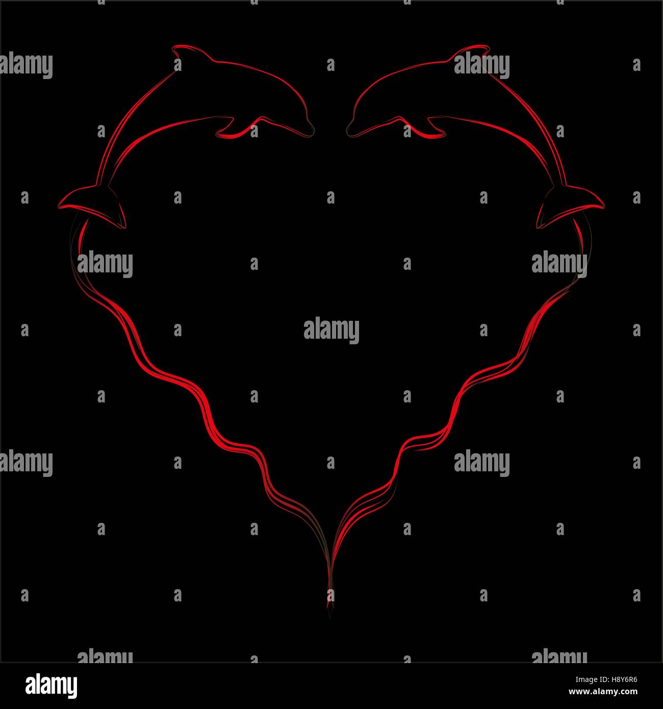 Dolphins Love Heart Stock Vector Image & Art - Alamy