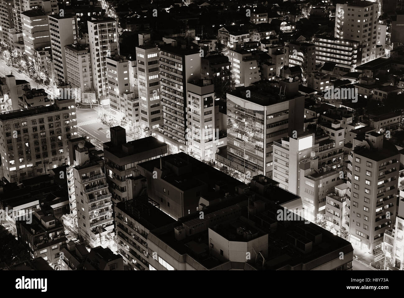 Tokyo urban skyscraper skyline rooftop view at night, Japan Stock Photo ...
