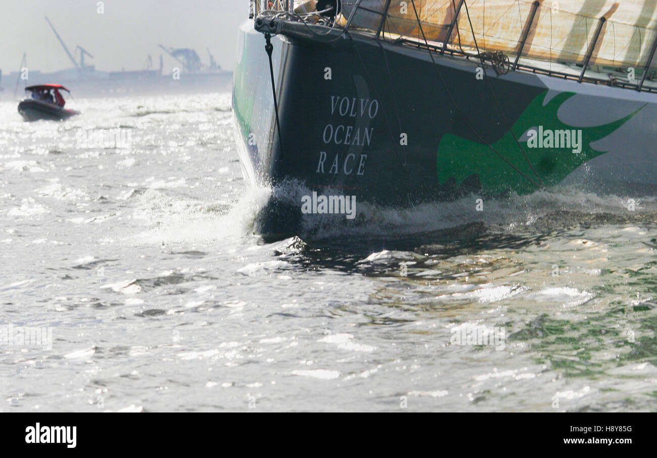 Racing sailboat bow Stock Photo - Alamy