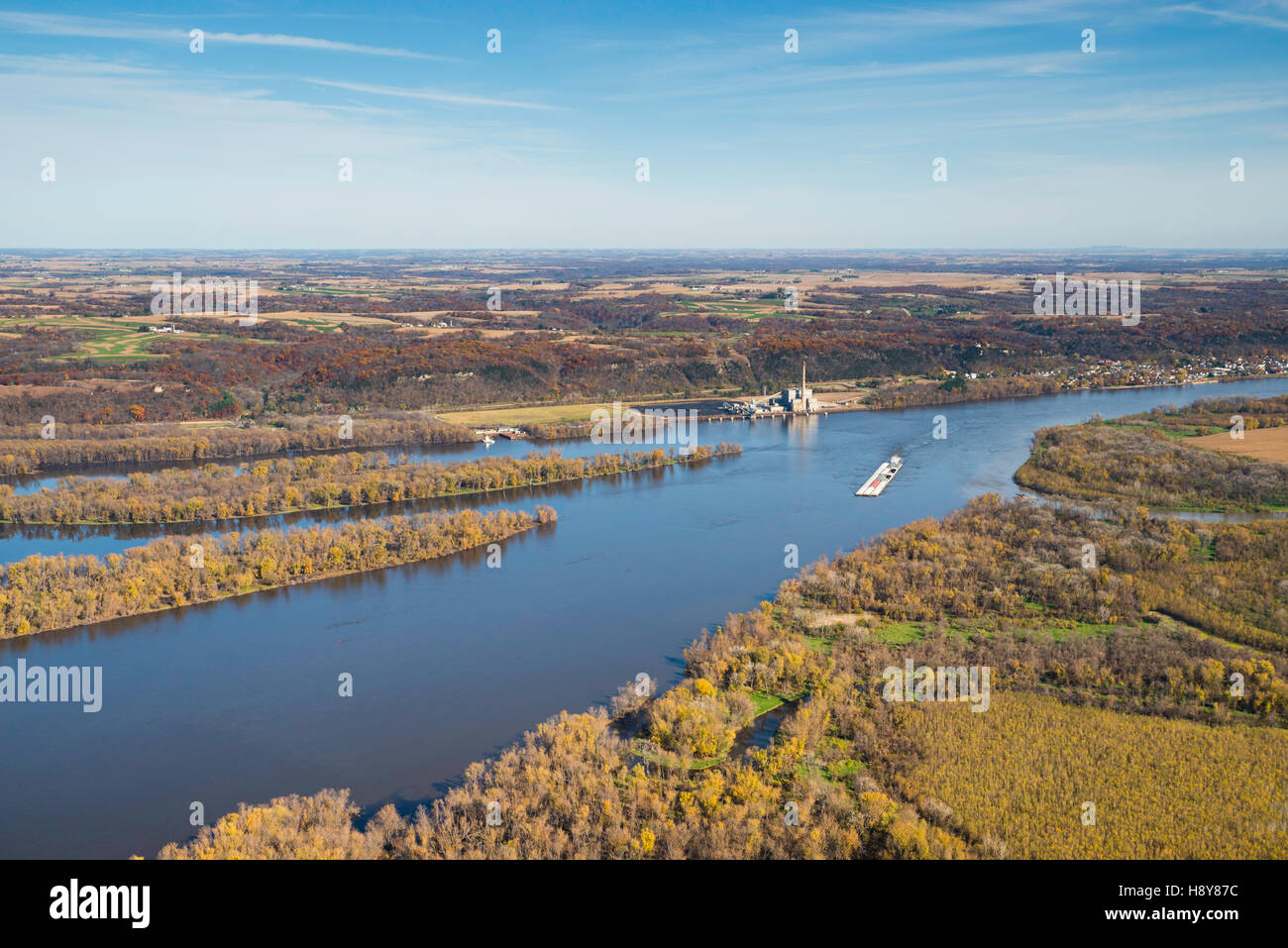 Aerial view of Wisconsin farm lands and Casseville looking eastward ...
