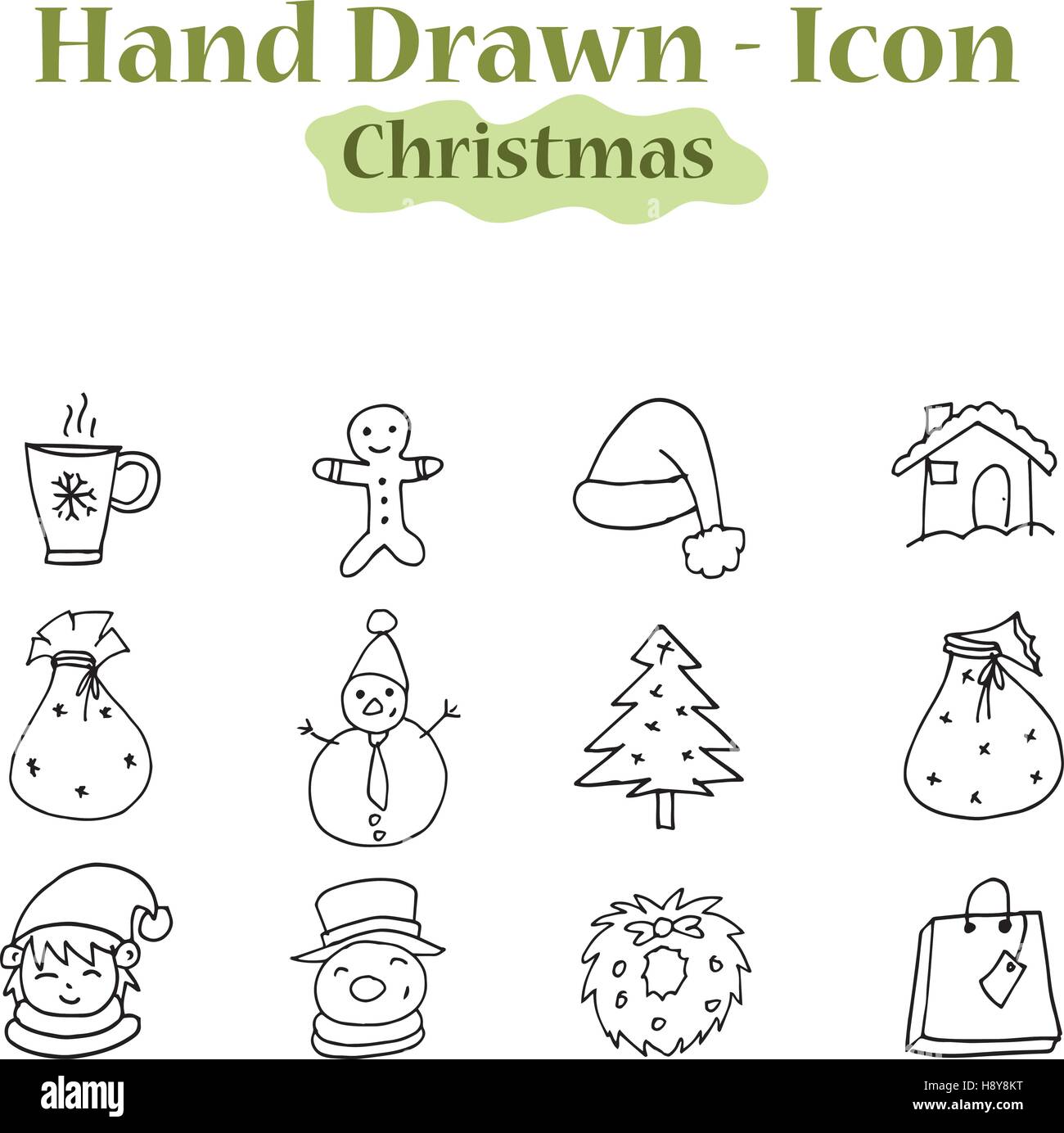 Hand draw of Christmas theme icons vector Stock Vector Image & Art - Alamy