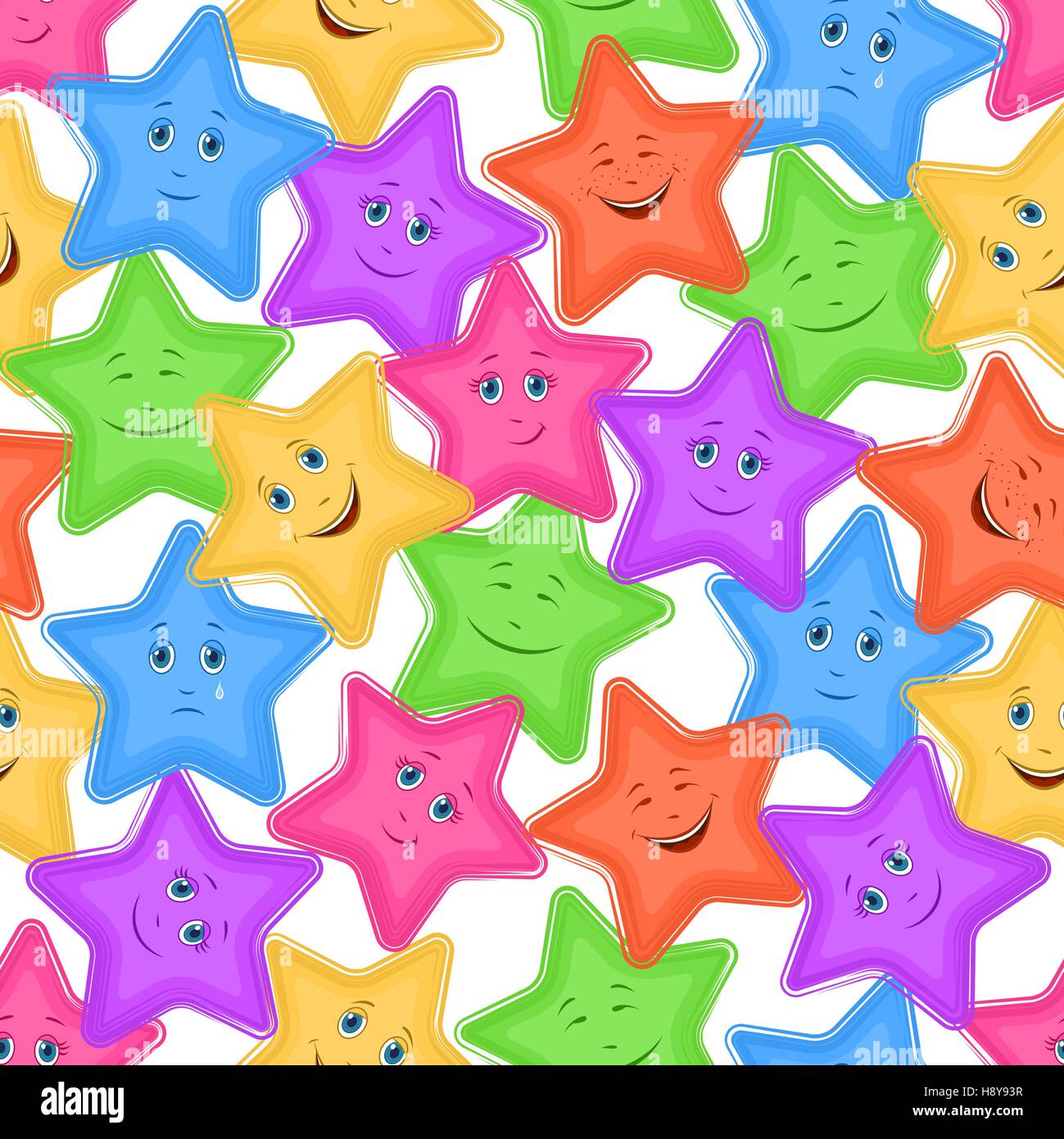 Seamless Pattern, Colorful Stars Smiley Stock Vector Image & Art - Alamy