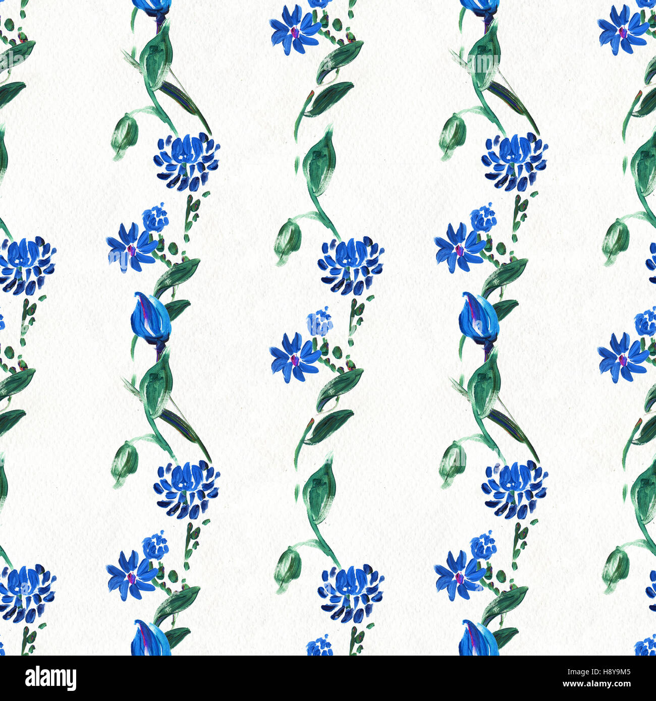 Seamless pattern with blue flowers Stock Photo - Alamy