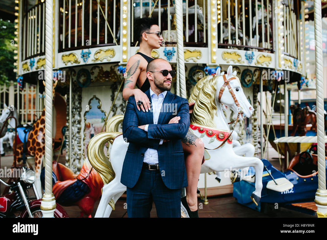 Girl riding carousel horse hi-res stock photography and images - Alamy