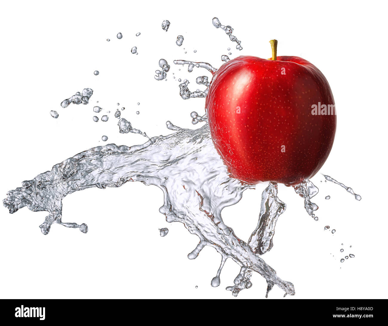 Water splash with apple isolated Stock Photo - Alamy