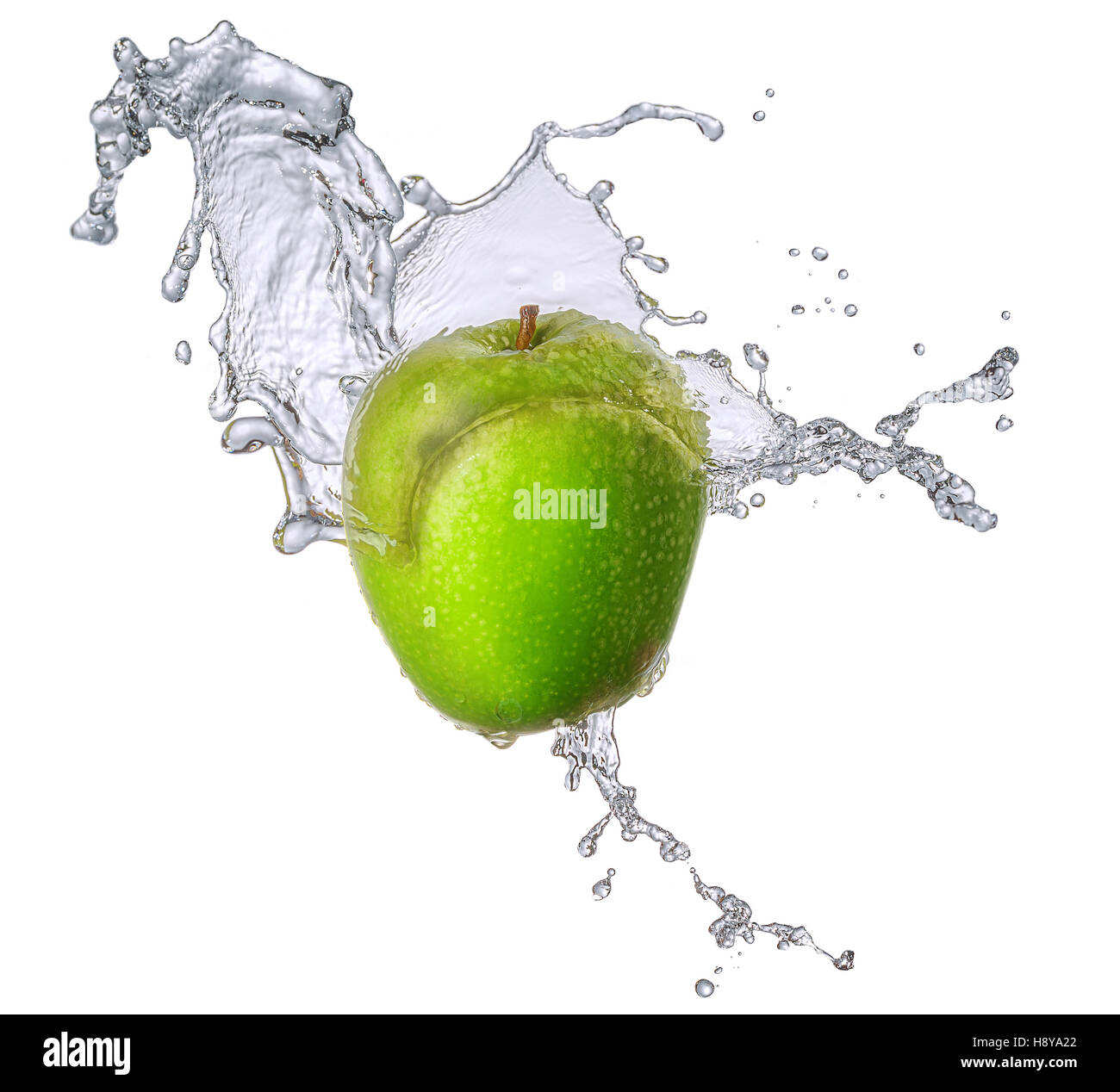 Water splash with apple isolated Stock Photo - Alamy