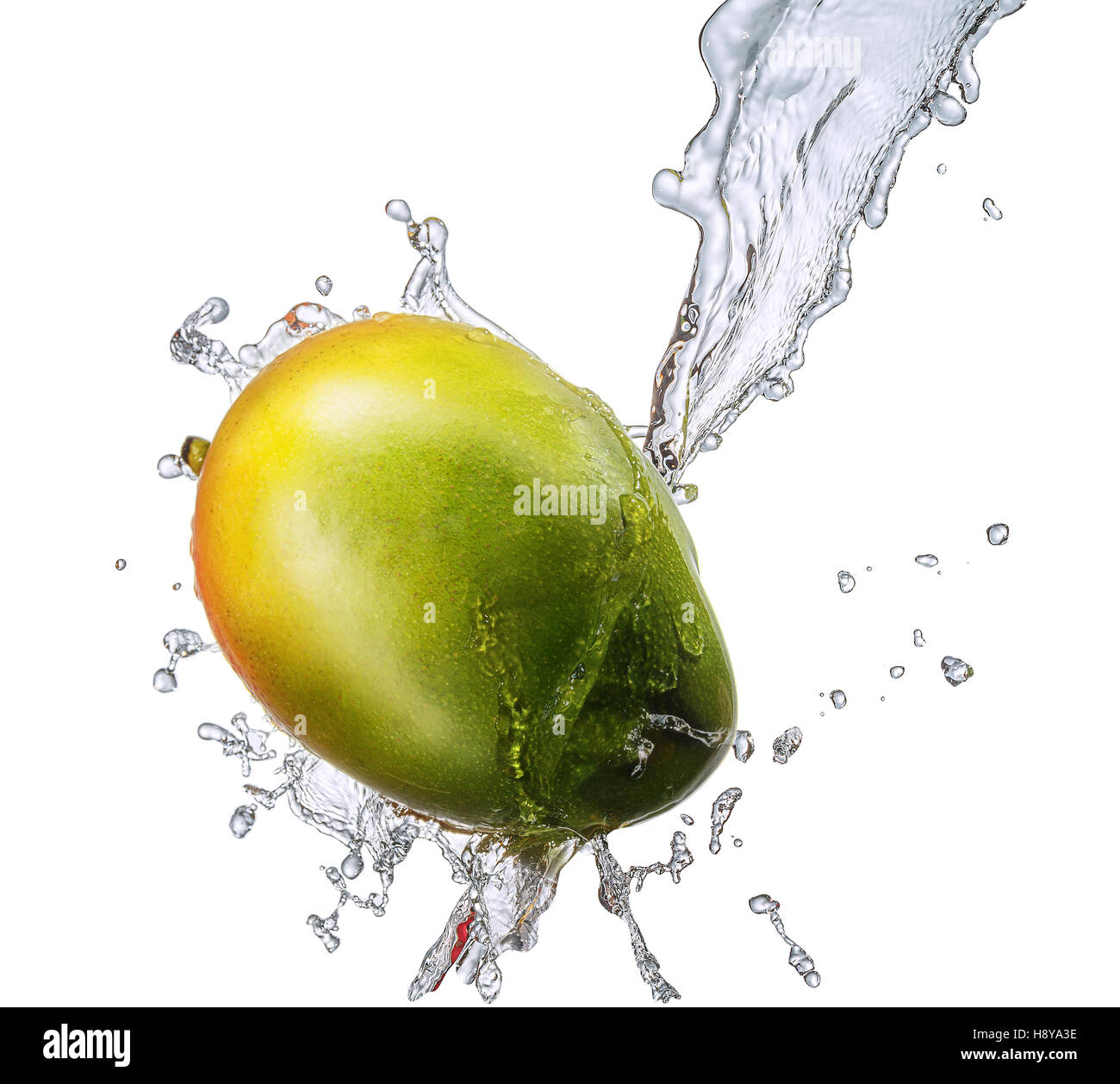 Water splash with mango isolated Stock Photo - Alamy