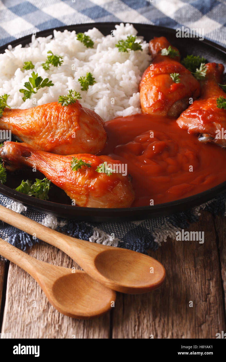 Thai cuisine: Chicken legs baked in spicy chilli sauce Sriracha and ...