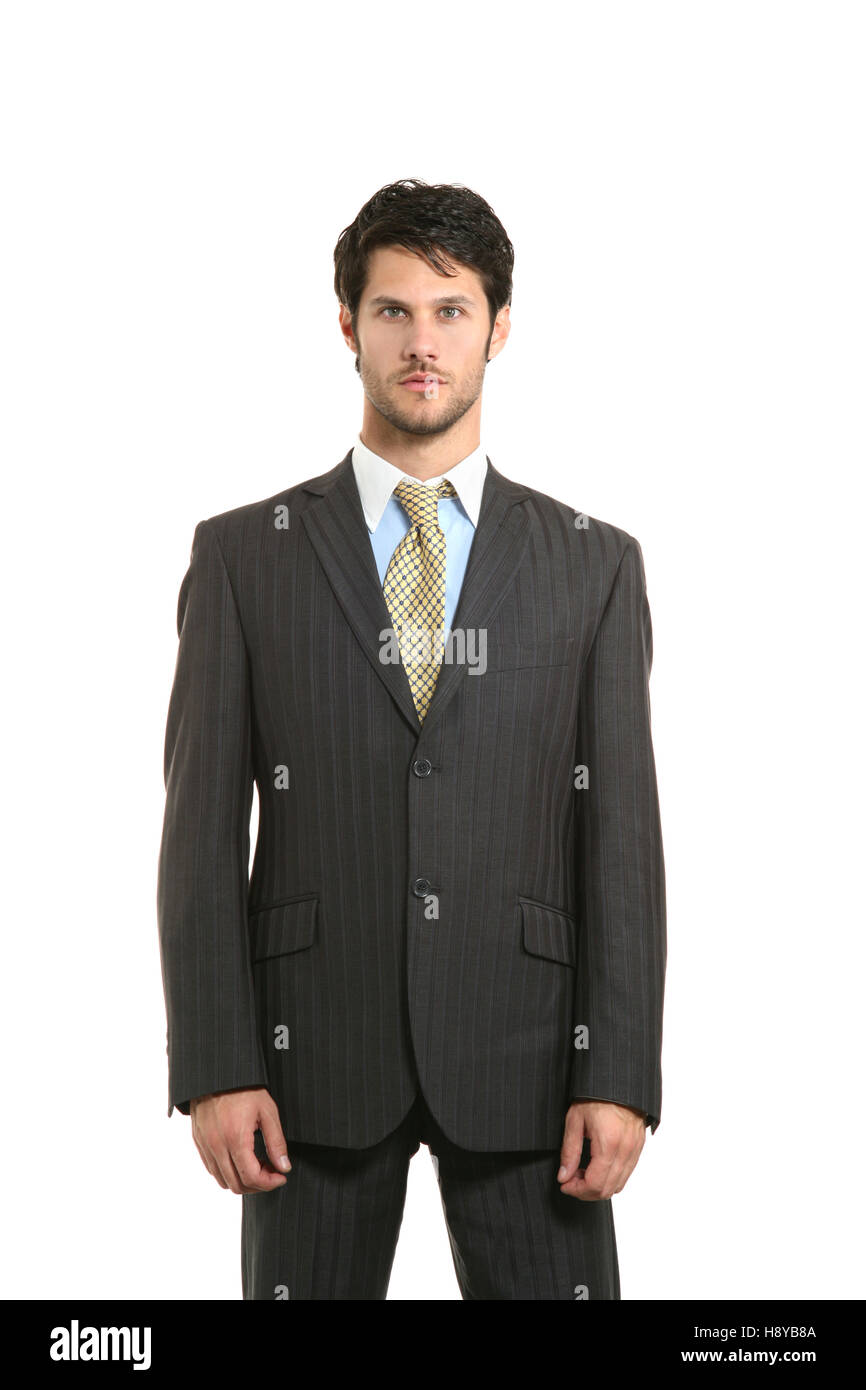 Man in suit tie white background Cut Out Stock Images & Pictures - Alamy