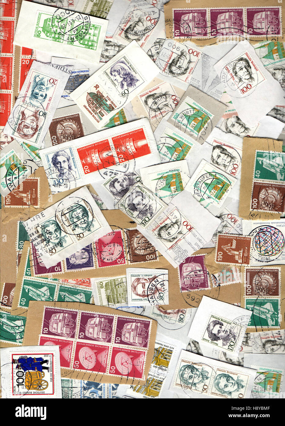 GERMANY - circa 1960-2005: Vertical background of German definitive ...