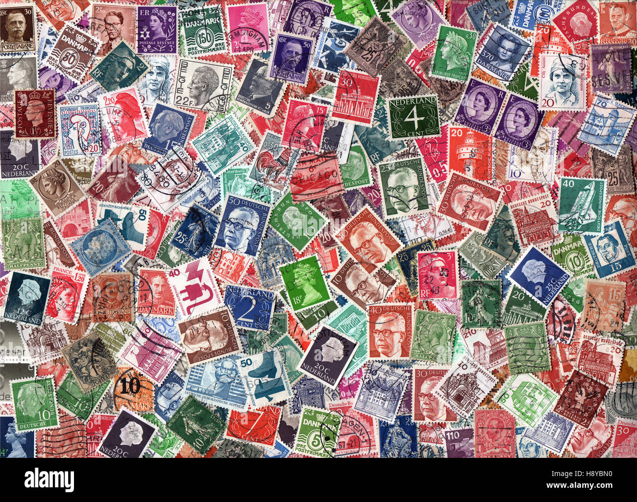 EUROPE - circa 1950-2000: Horizontal background of definitive European ...