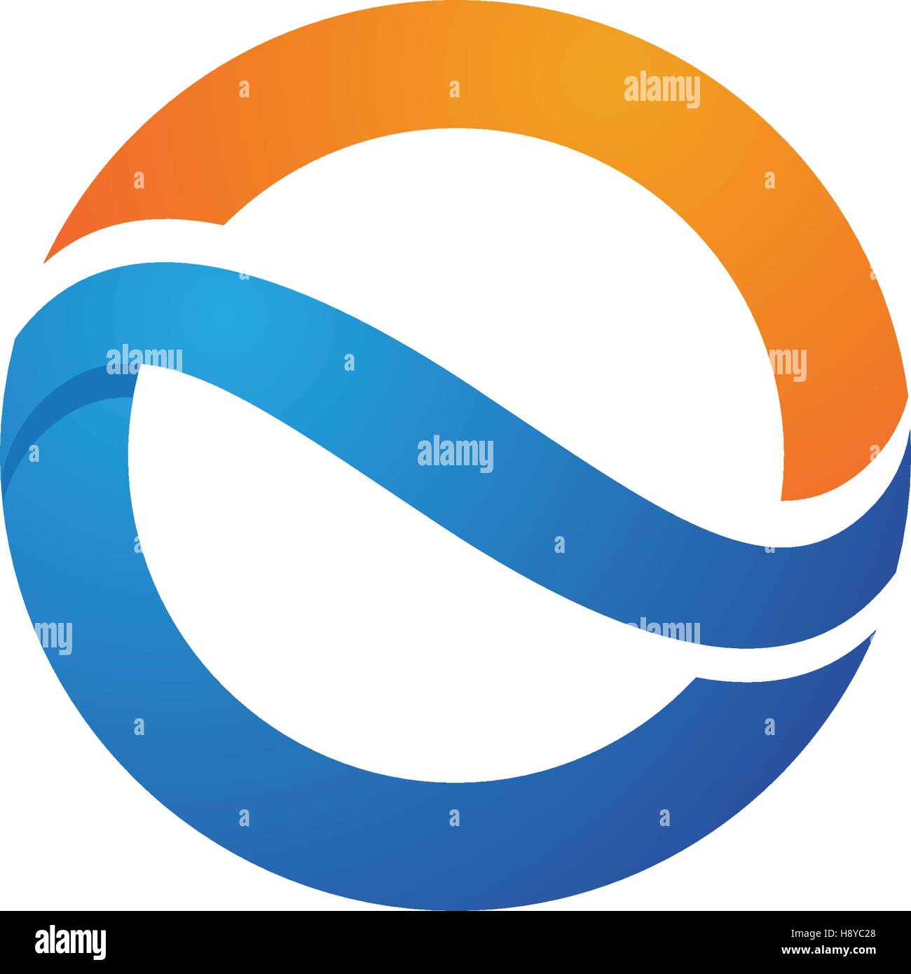 Vector Logo with yellow sun and blue sea waves. Vector logotype Stock ...