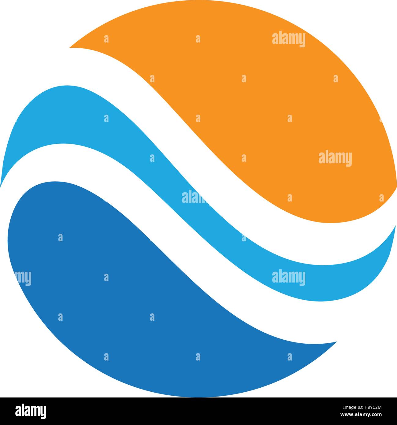 Vector Logo with yellow sun and blue sea waves. Vector logotype Stock ...
