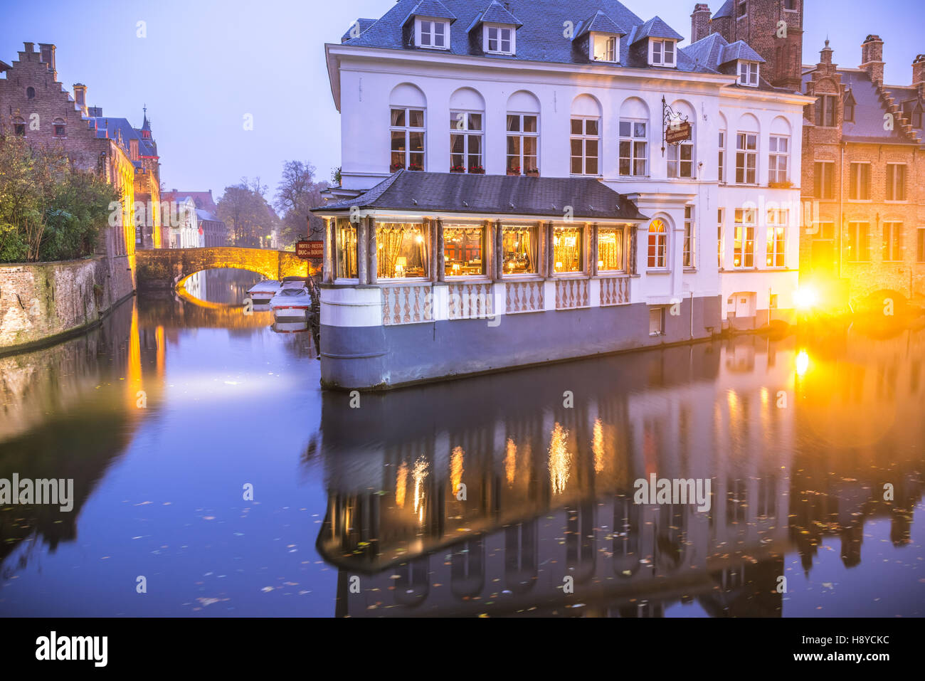 Reflection of a little café Stock Photo - Alamy