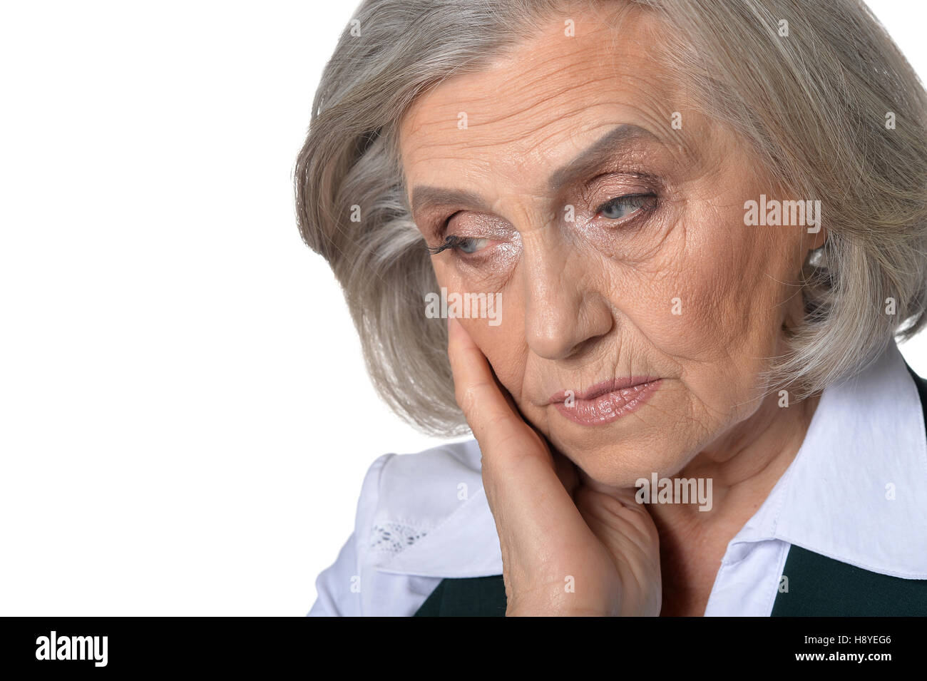 Tired senior woman Stock Photo - Alamy