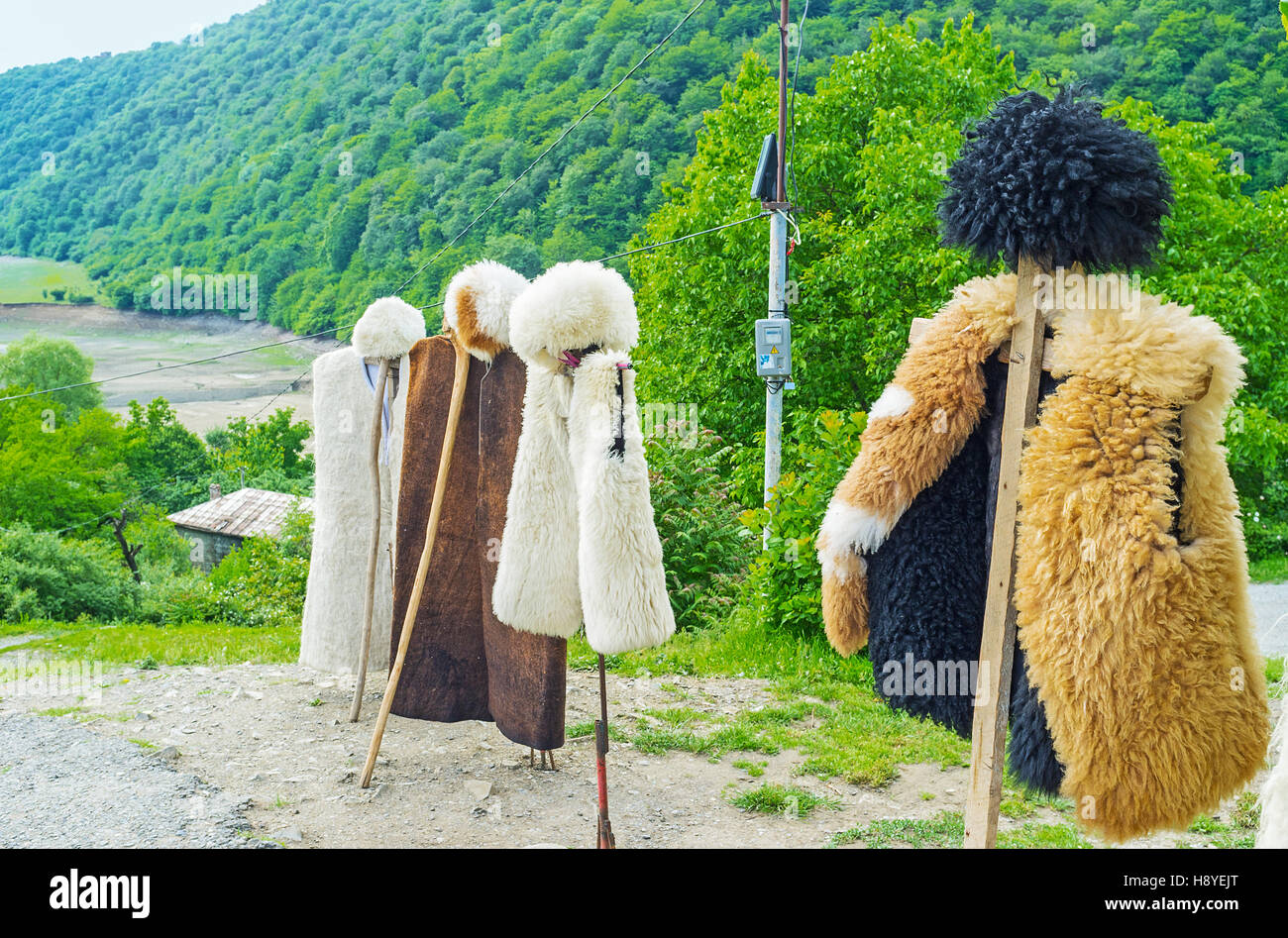 The Georgian shepherds' costume - the hat (papakha) and coat of sheep's ...