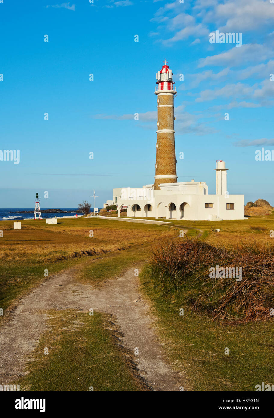 Uruguay, Rocha Department, View of the lighthouse in Cabo Polonio Stock ...