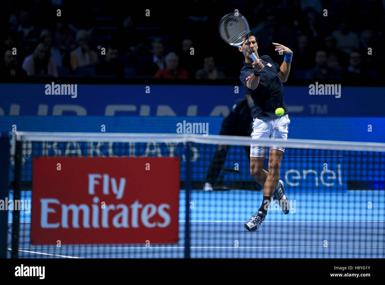 Novak Djokovic in action against David Goffin during day five of the ...