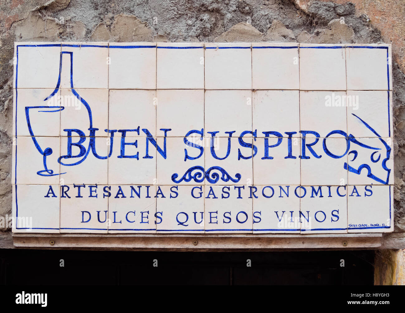 Uruguay, Colonia Department, Colonia del Sacramento, Azulejos Sign on ...