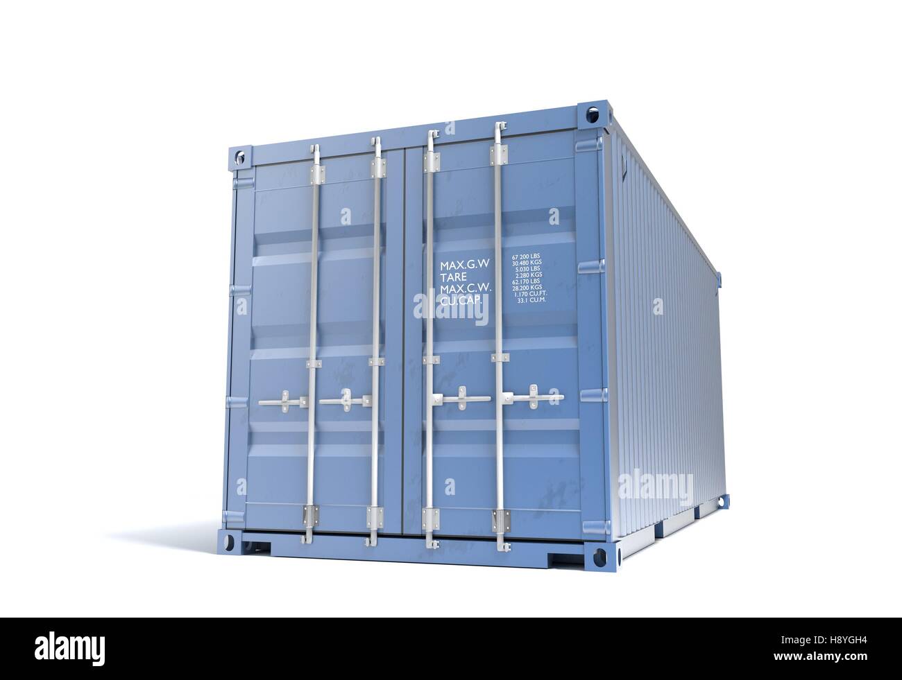 Shipping sea blue container 20 feet isolated 3d illustration Stock ...