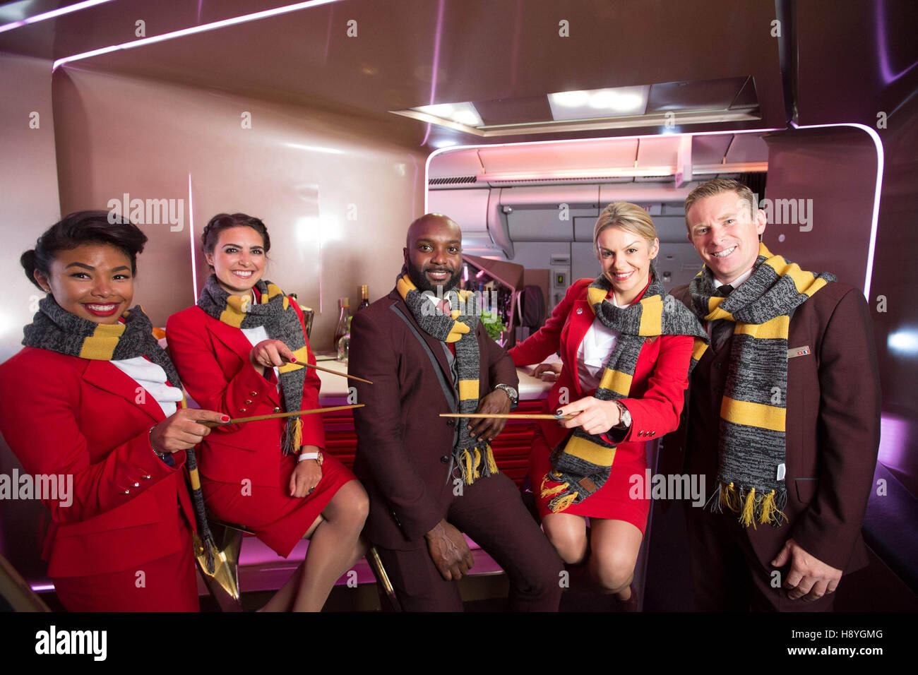 EDITORIAL USE ONLY Virgin Atlantic cabin crew (Left to right) Natasha ...