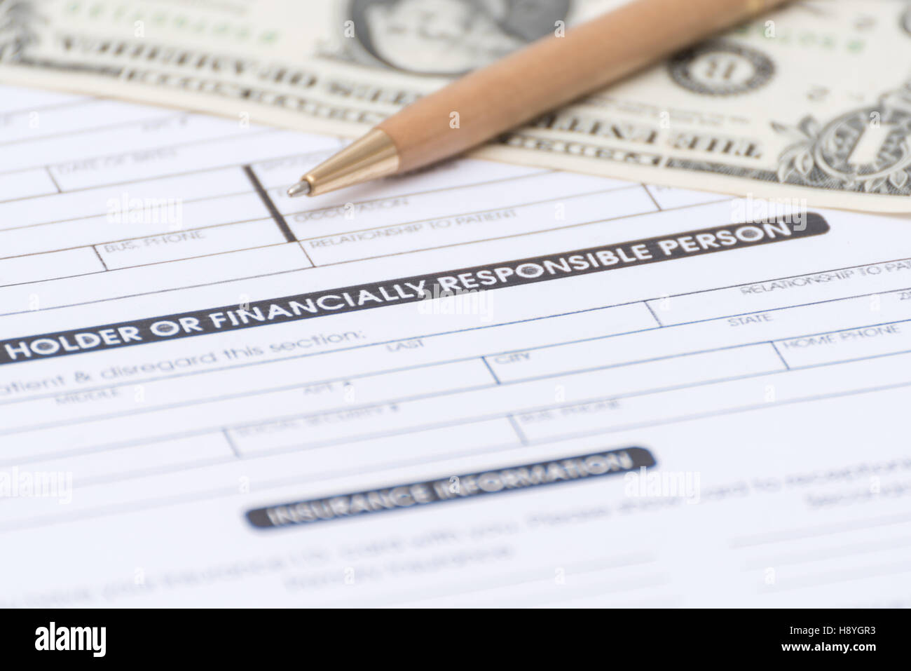 Close-up of patient information PAYMENT concept,Stetoscope and medicine ...