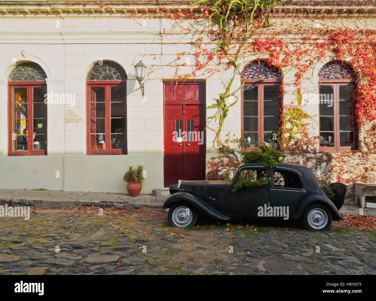 Uruguay, Colonia Department, Colonia del Sacramento, Vintage car on the ...