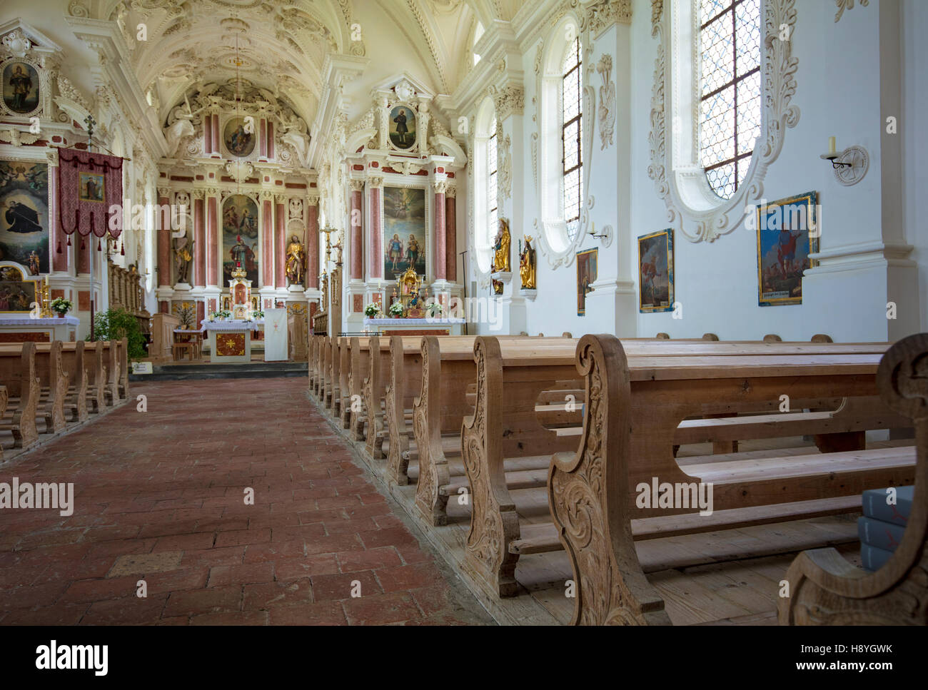 Interior view of St Coloman Church - the Pilgrims Church, Schwangau ...