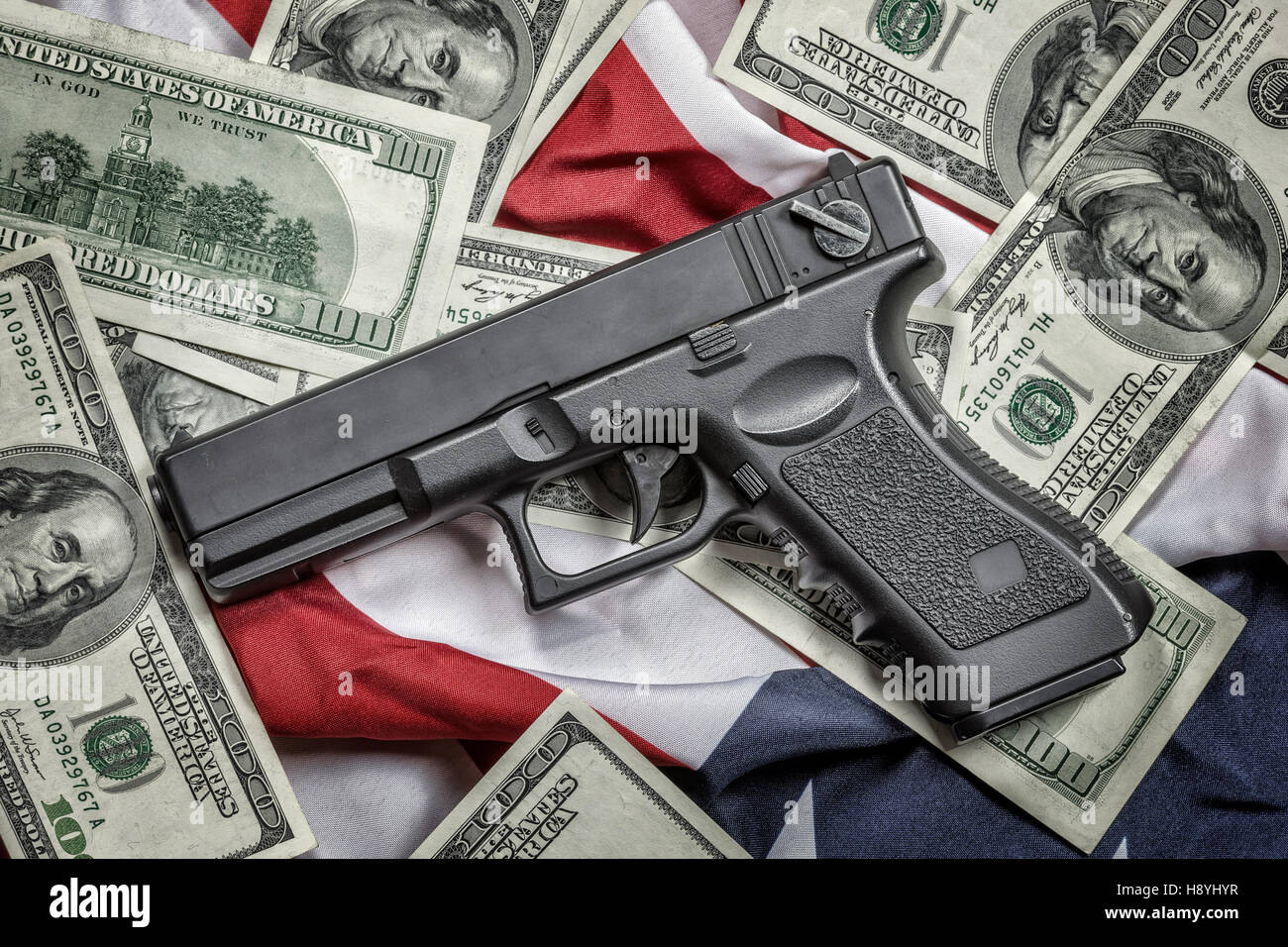 gun, dollar and american flag Stock Photo - Alamy