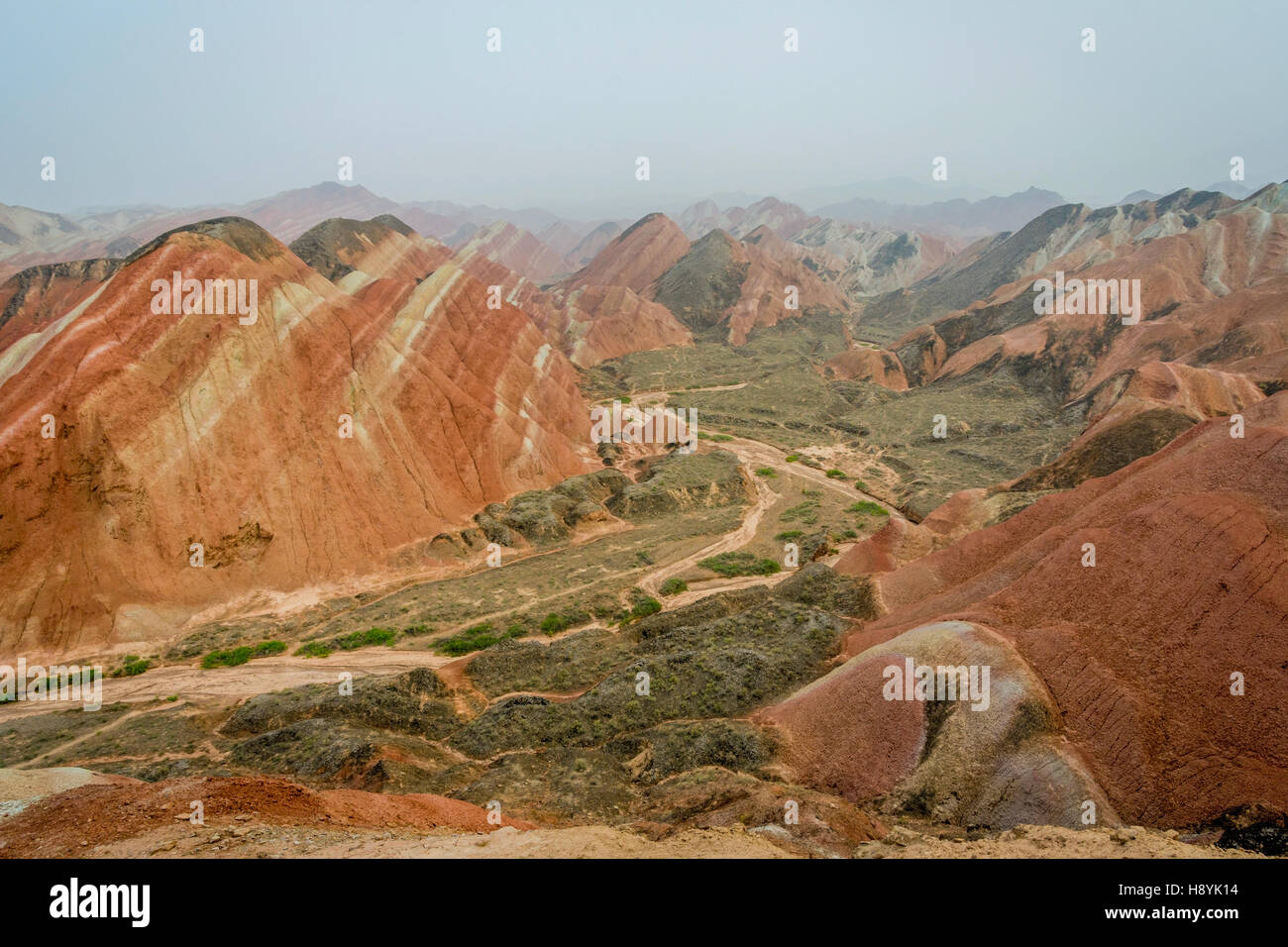 Colorful landscape of rainbow mountains, at Zhangye Danxia national ...