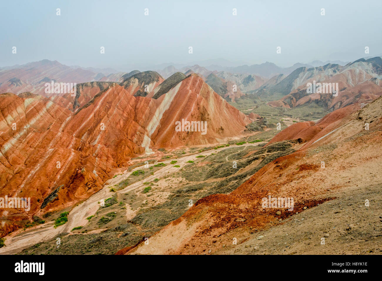 Colorful landscape of rainbow mountains, at Zhangye Danxia national ...