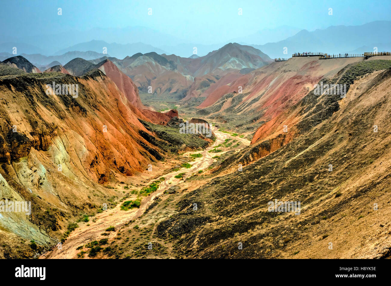 Colorful landscape of rainbow mountains, at Zhangye Danxia national ...
