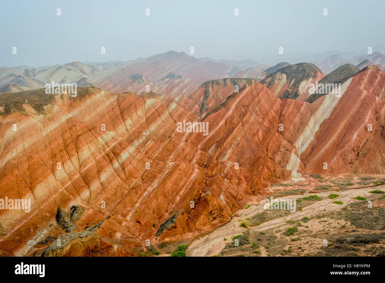 Colorful landscape of rainbow mountains, at Zhangye Danxia national ...