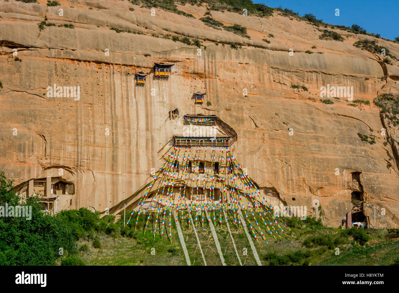 Mati Si temple in the rock caves, Zhangye, Gansu province, China Stock ...