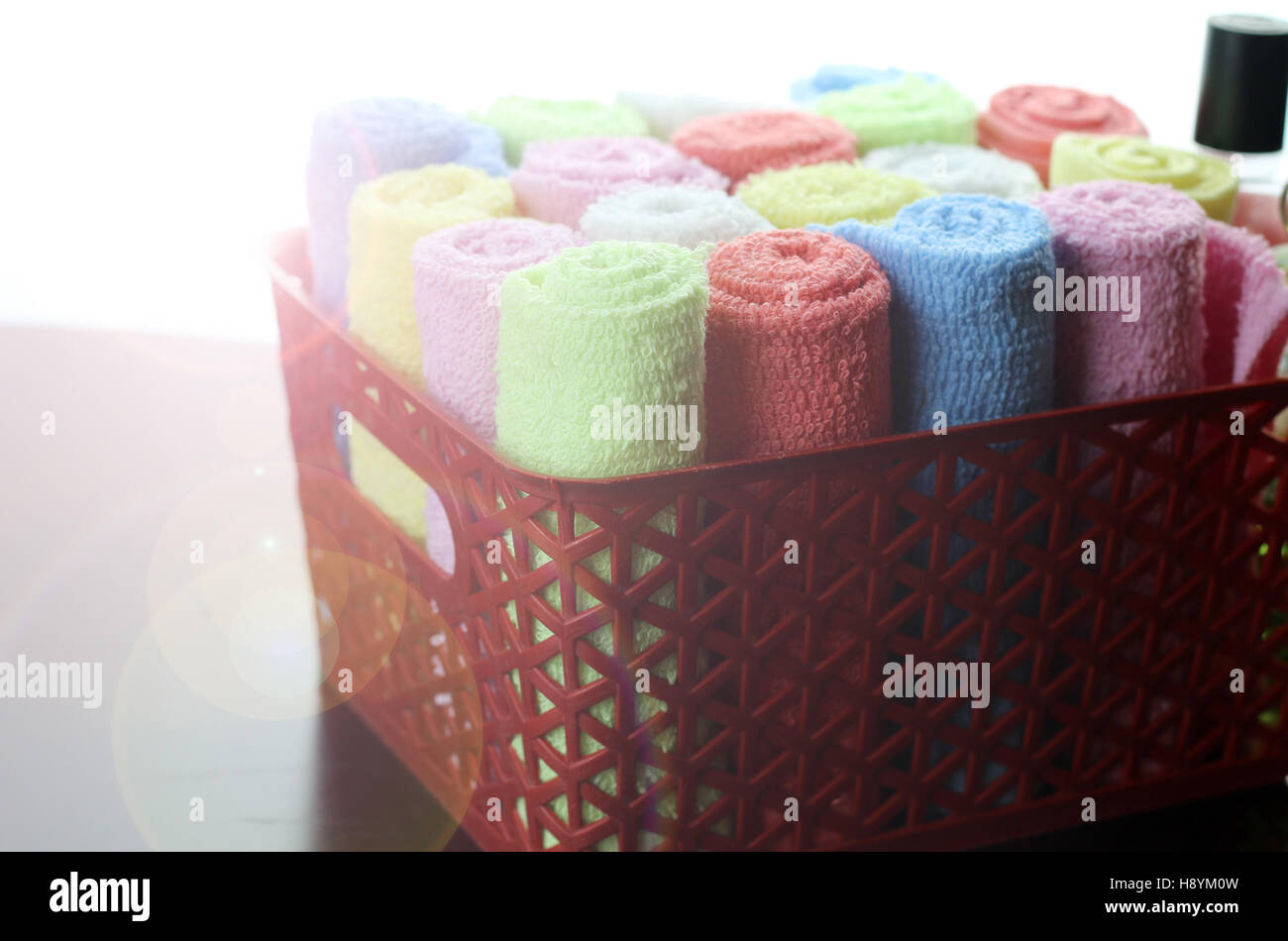 set of multi-colored towels Stock Photo - Alamy