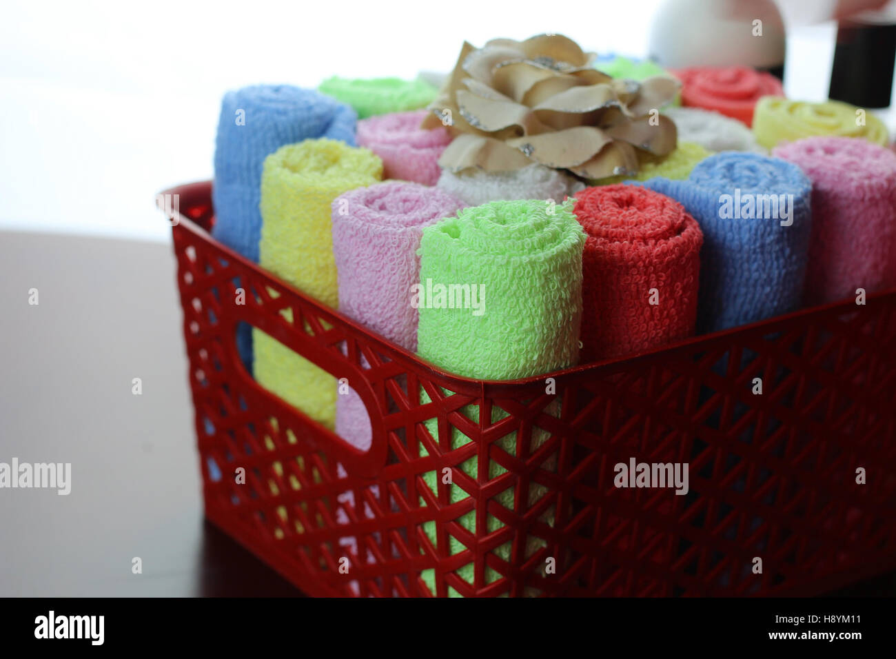 set of multi-colored towels Stock Photo - Alamy
