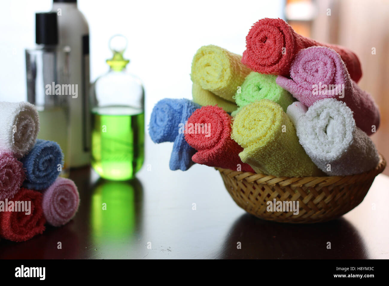 set of multi-colored towels Stock Photo - Alamy