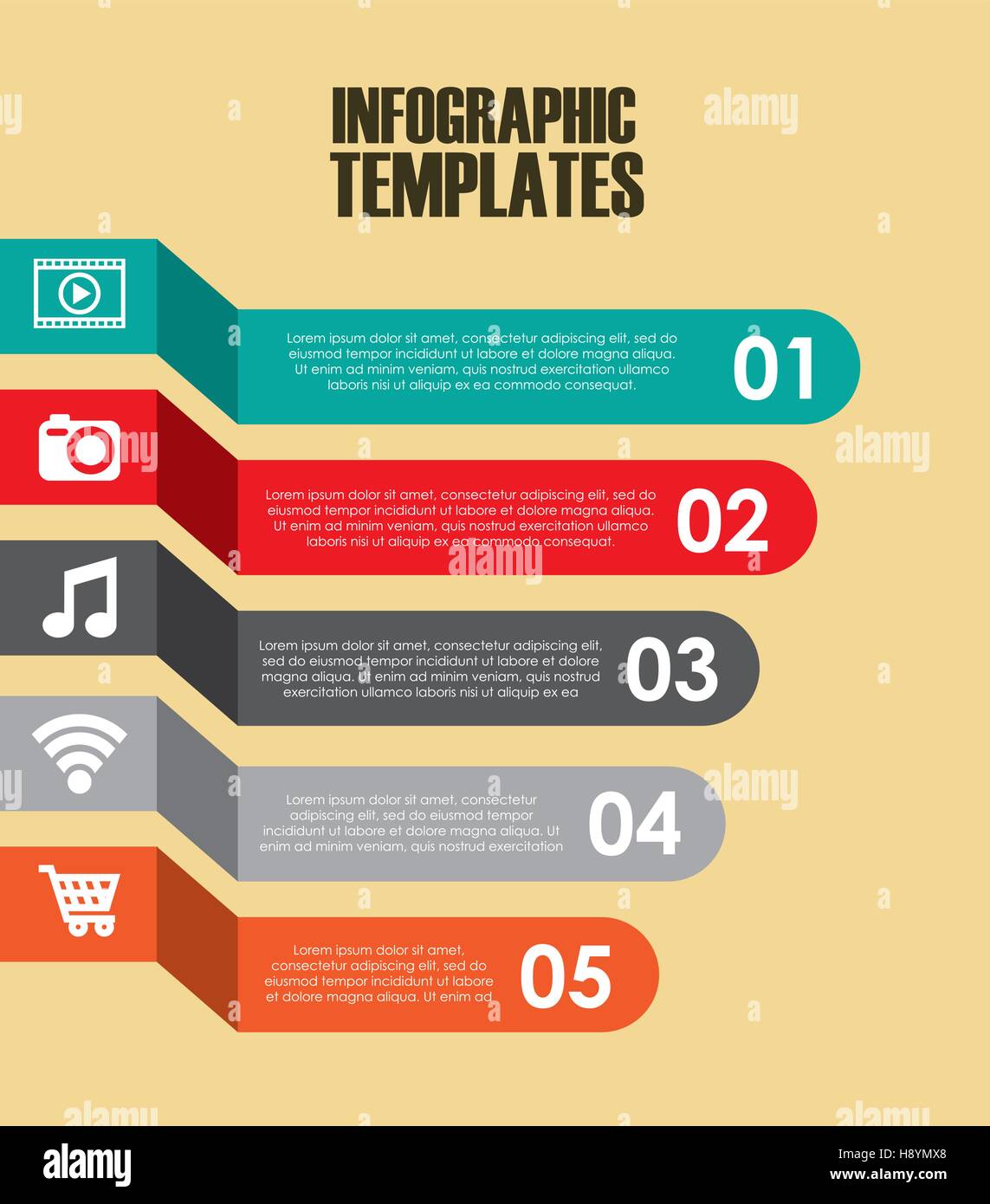 colorful infographic template presentation with numbers. vector ...